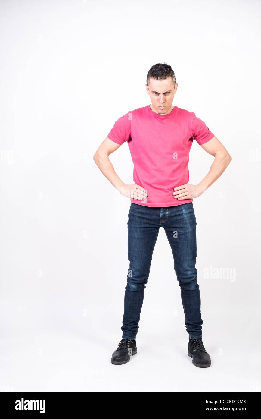 Angry man. white background, full body Stock Photo - Alamy