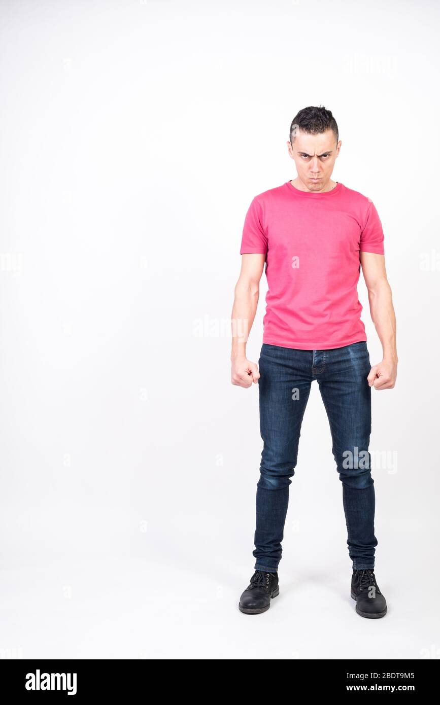 Angry man. white background, full body Stock Photo - Alamy