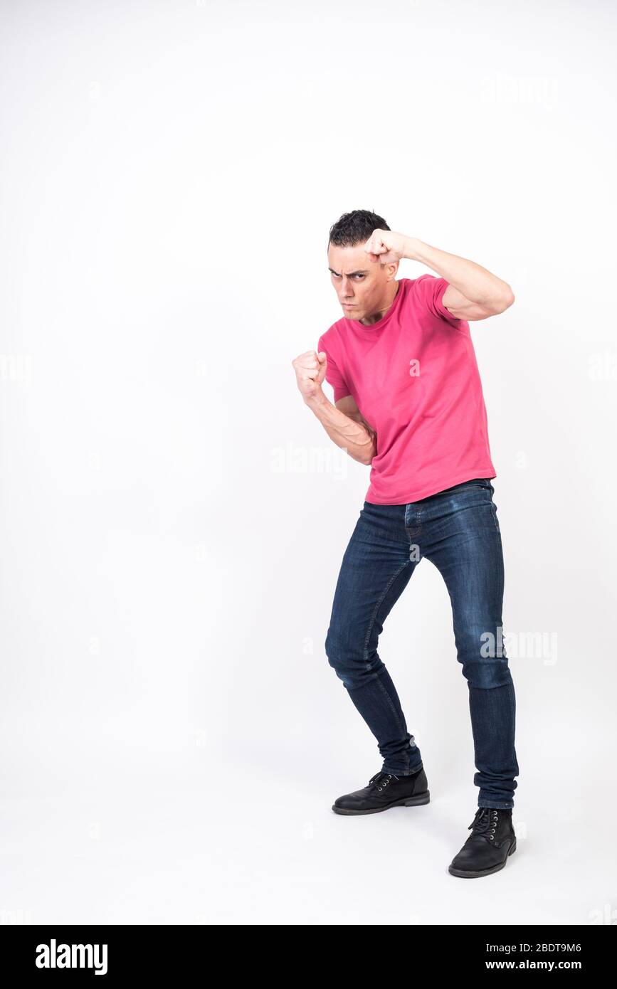 Angry man. white background, full body Stock Photo - Alamy