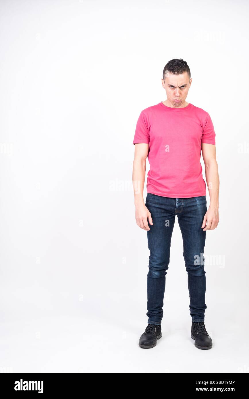 Angry man. white background, full body Stock Photo - Alamy