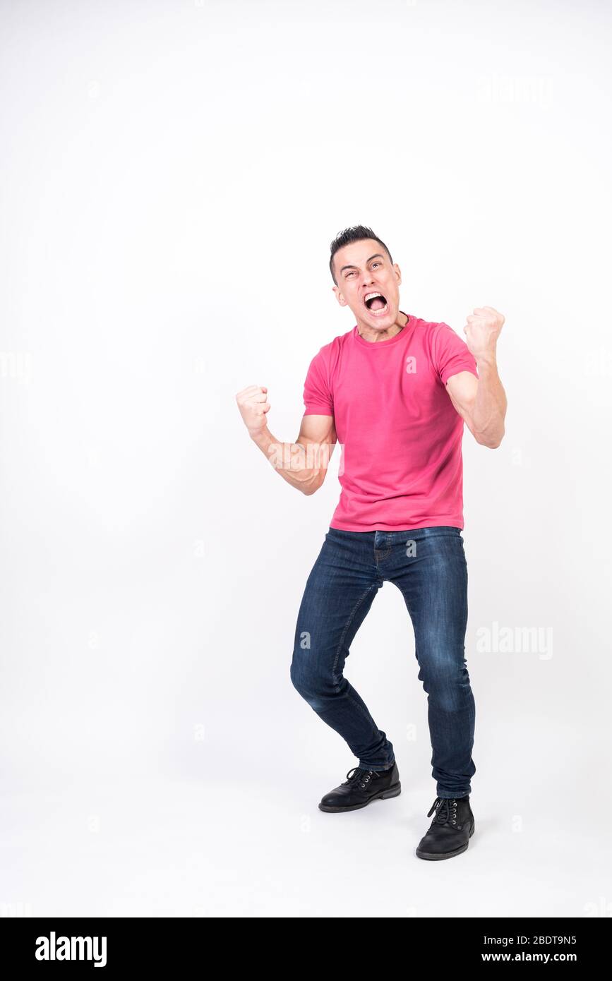 hysterical man White background, full body Stock Photo - Alamy