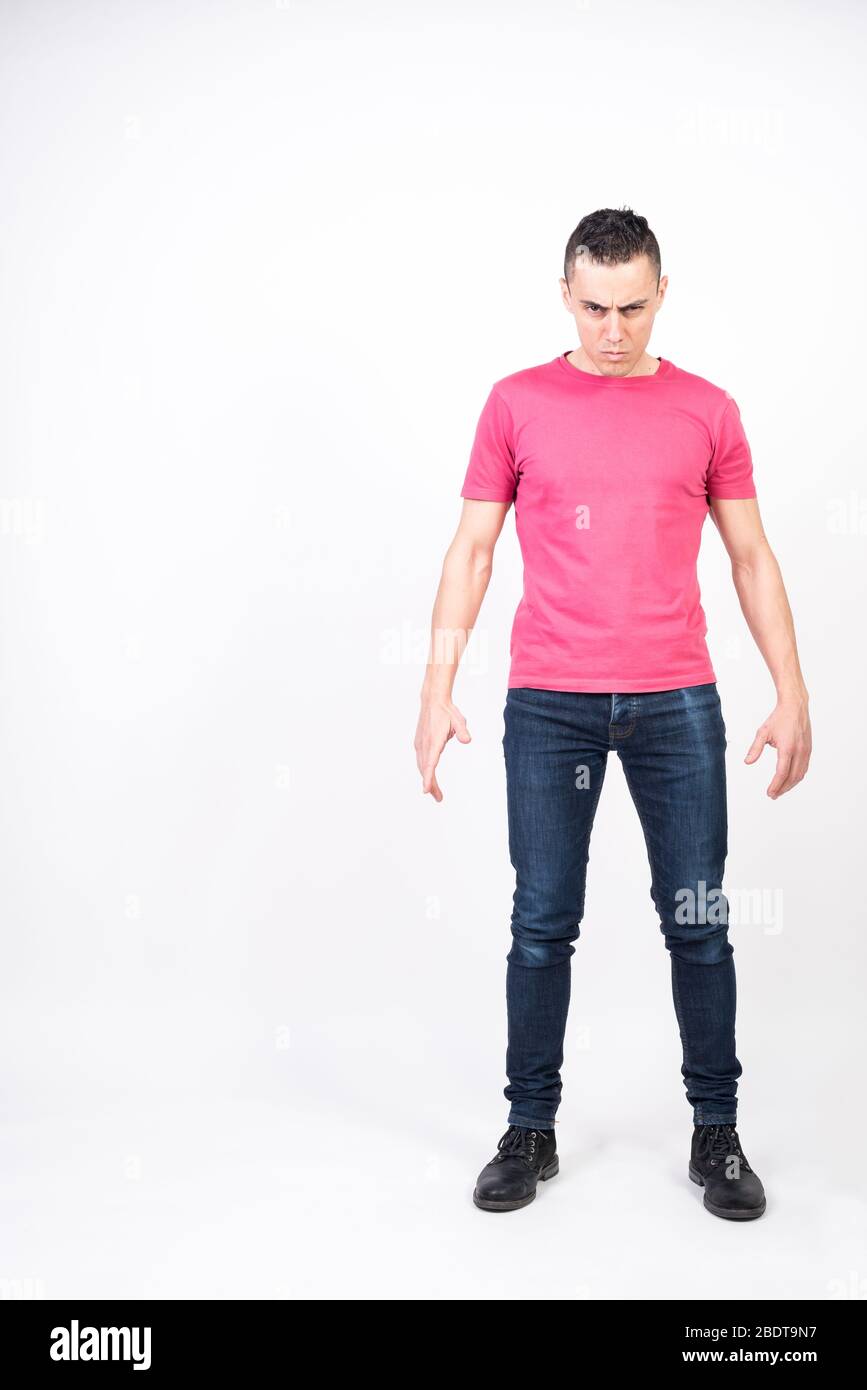 Angry man. white background, full body Stock Photo - Alamy