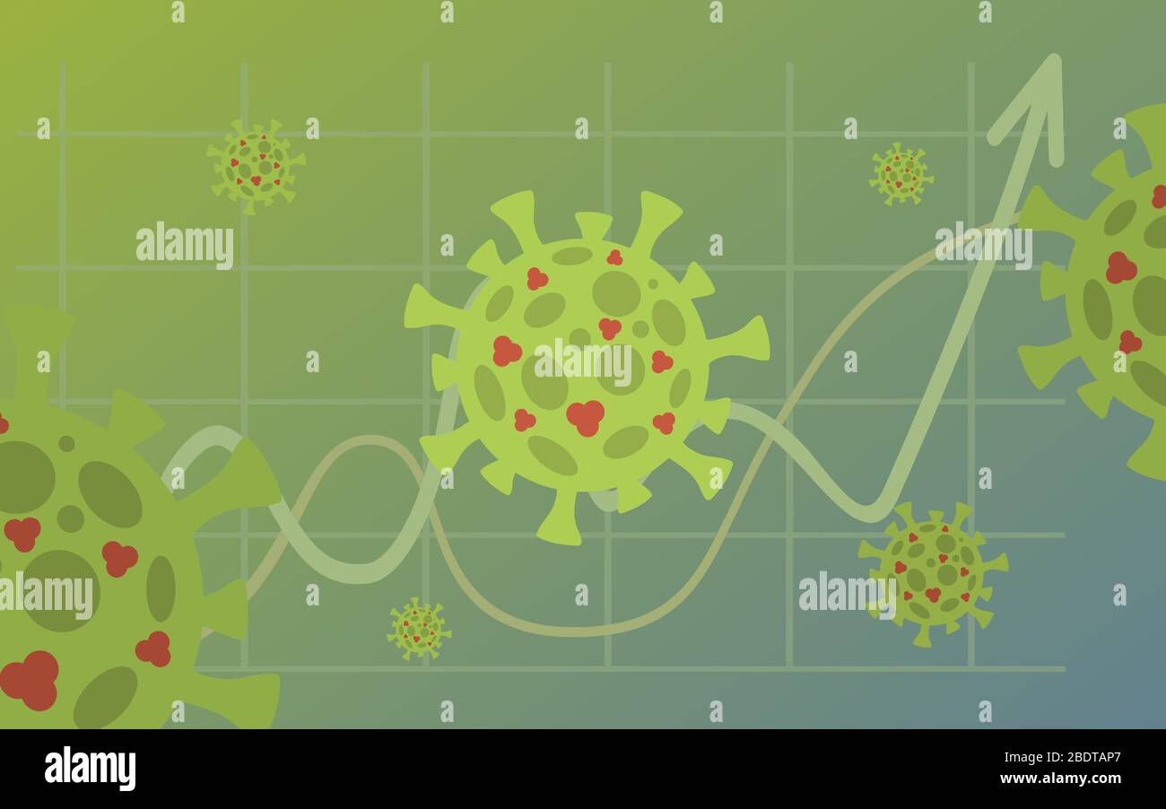 Graph of increases of infections from coronavirus vector flat banner ...