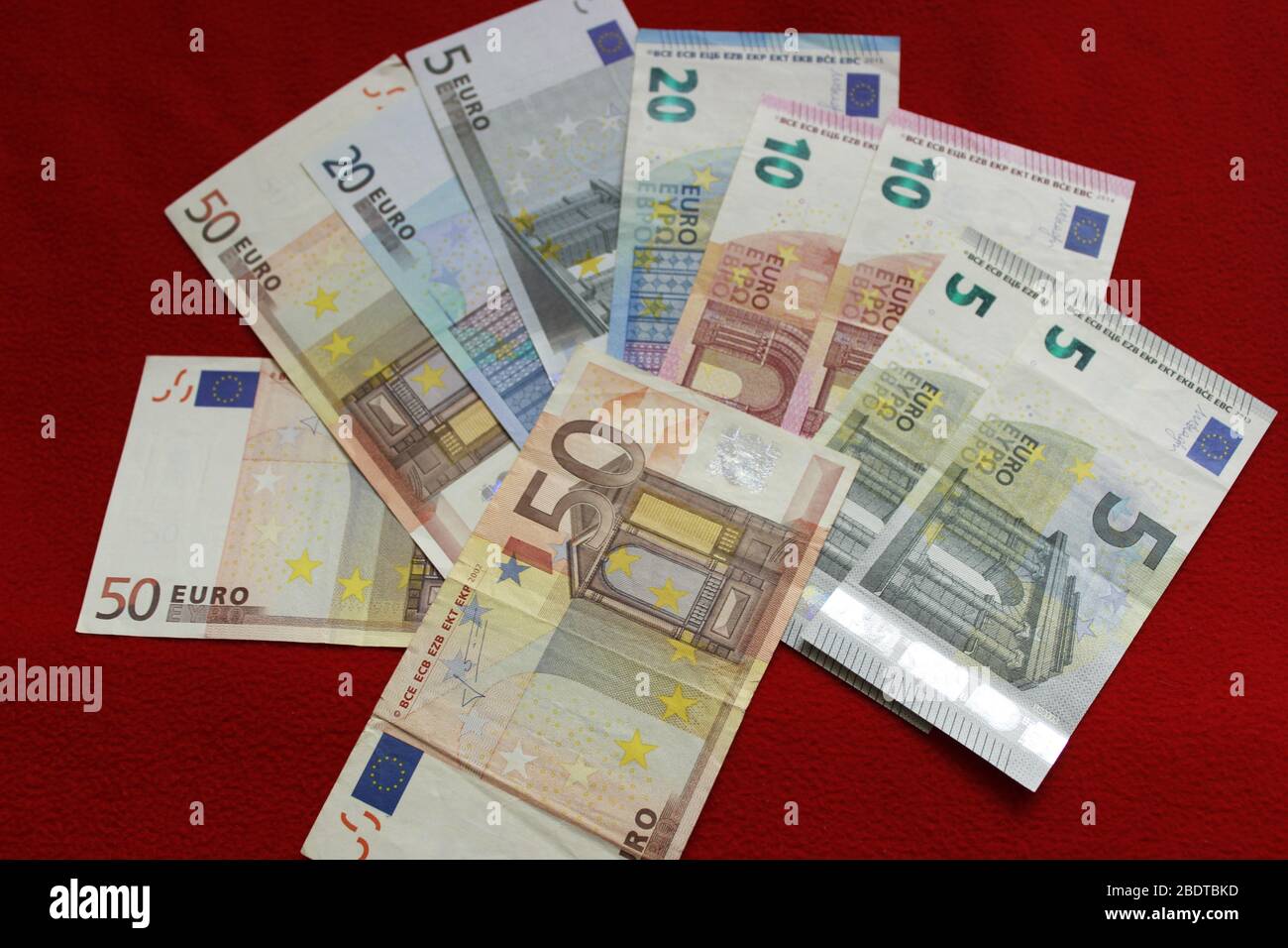 Various euro banknotes. Euro is official currency European Union Stock ...