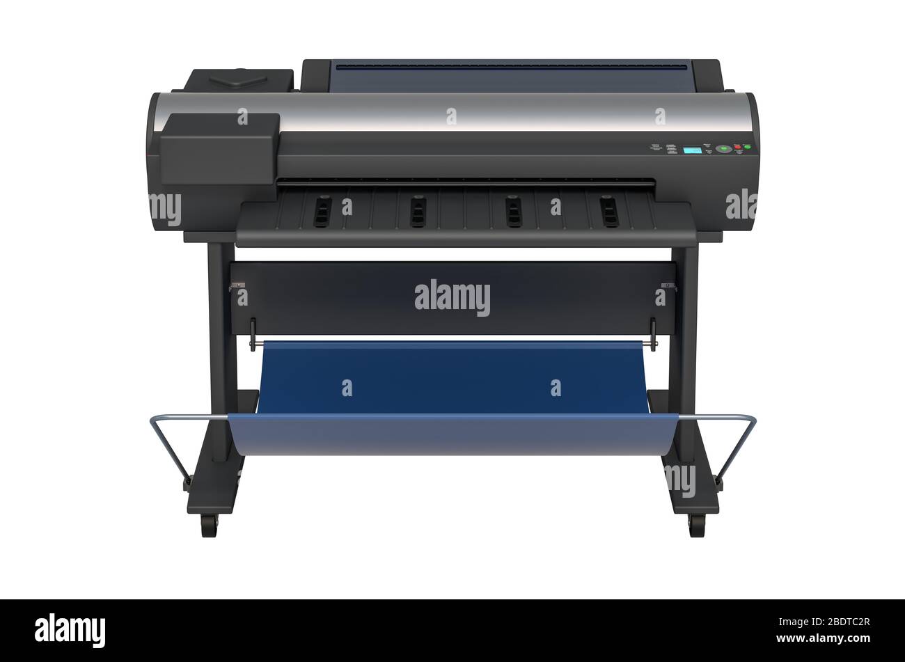 Wide Format Printer, front view. 3D rendering isolated on white ...