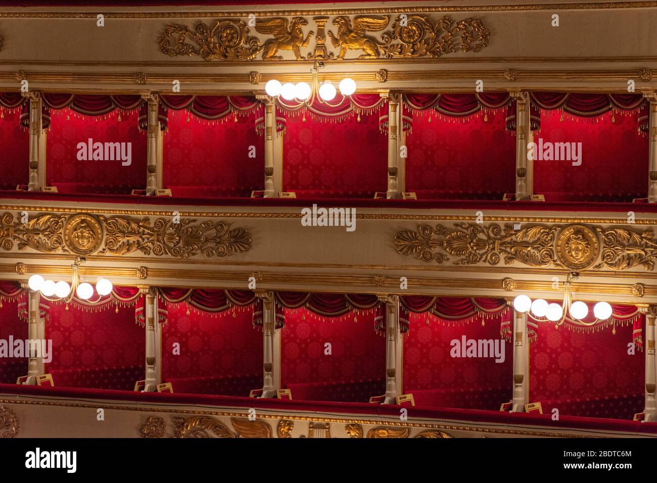 Italy, Milan, 13 February 2020, interior of the La Scala theater ...