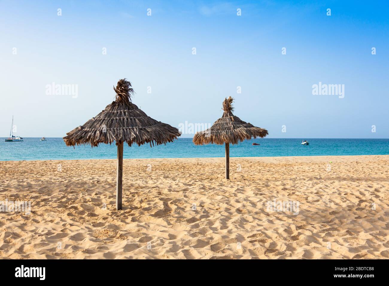 Aerial view of Santa Maria beach in Sal Island Cape Verde - Cabo Verde ...