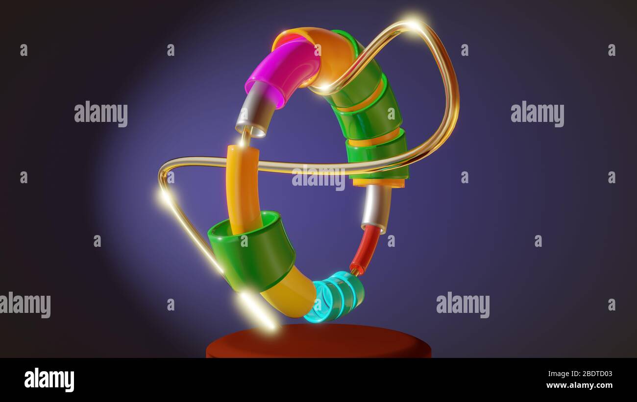3D illustration of a ring of tubes for wallpaper, background, backdrop ...