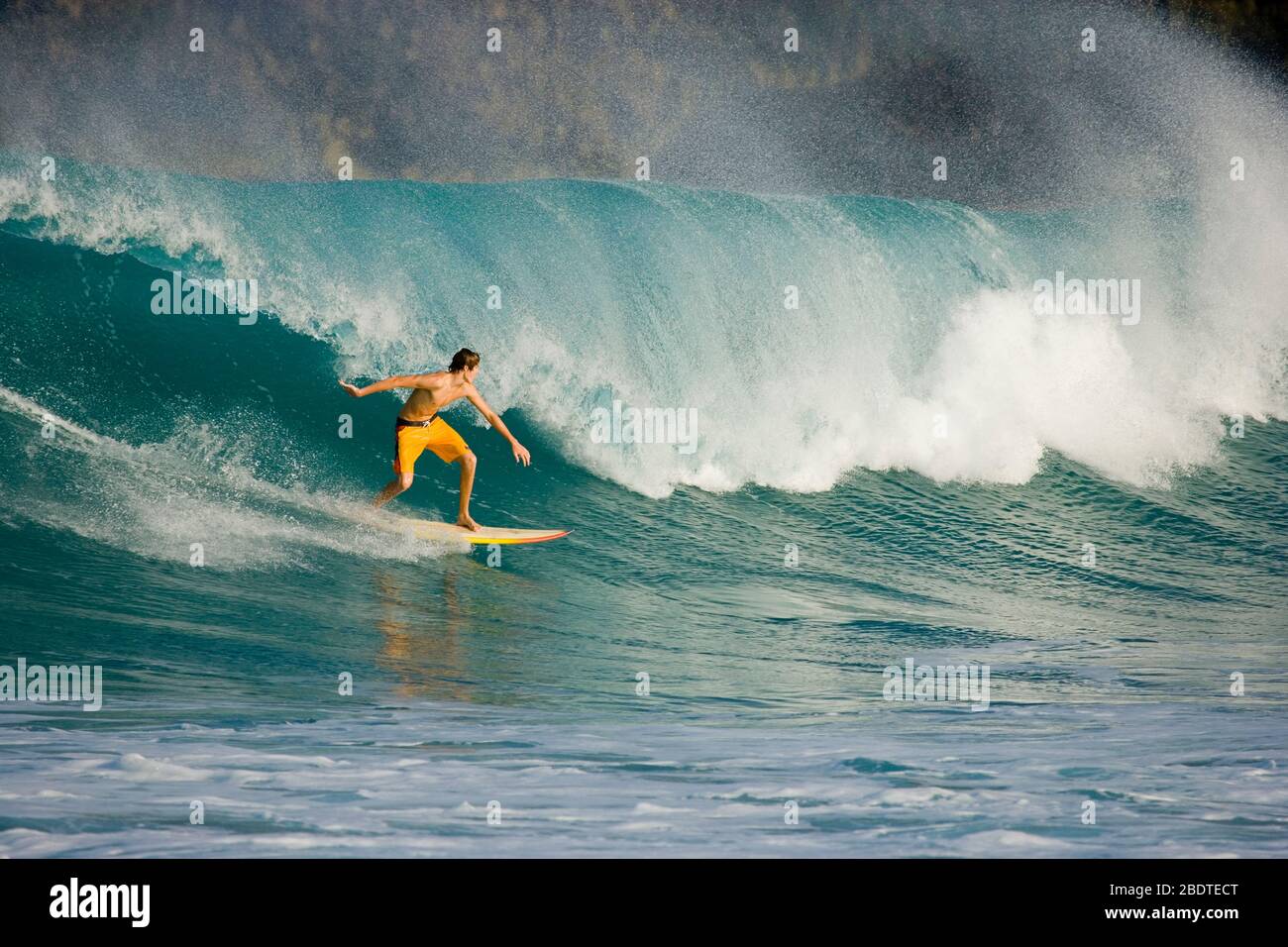 Surfer (model released) in Kealakekua Bay, Hawaii Island Stock Photo ...