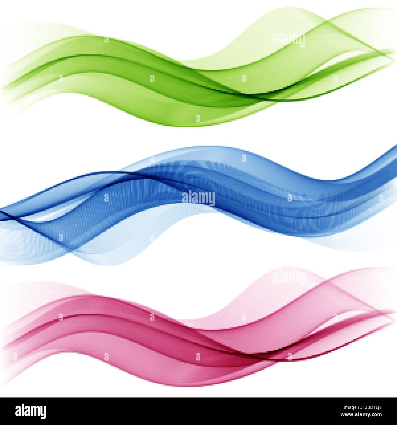 A set of transparent waves.Abstract colour background waves.Vector ...