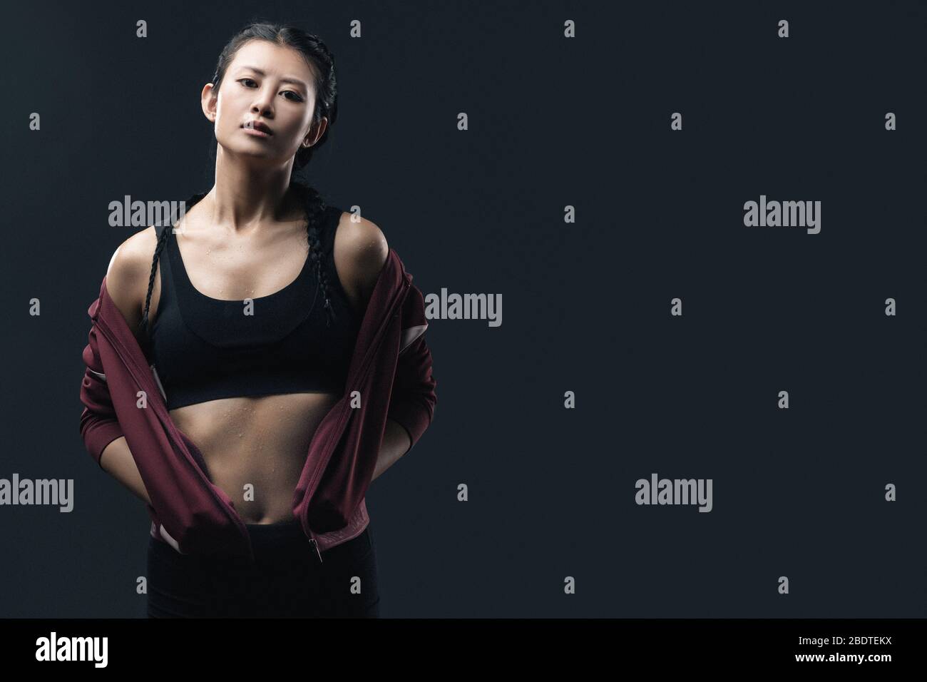 The portrait of young female fitness coach Stock Photo - Alamy