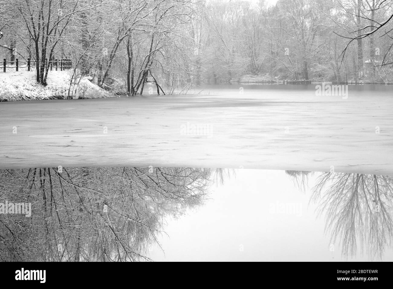 After snow scenery of the lake Stock Photo - Alamy
