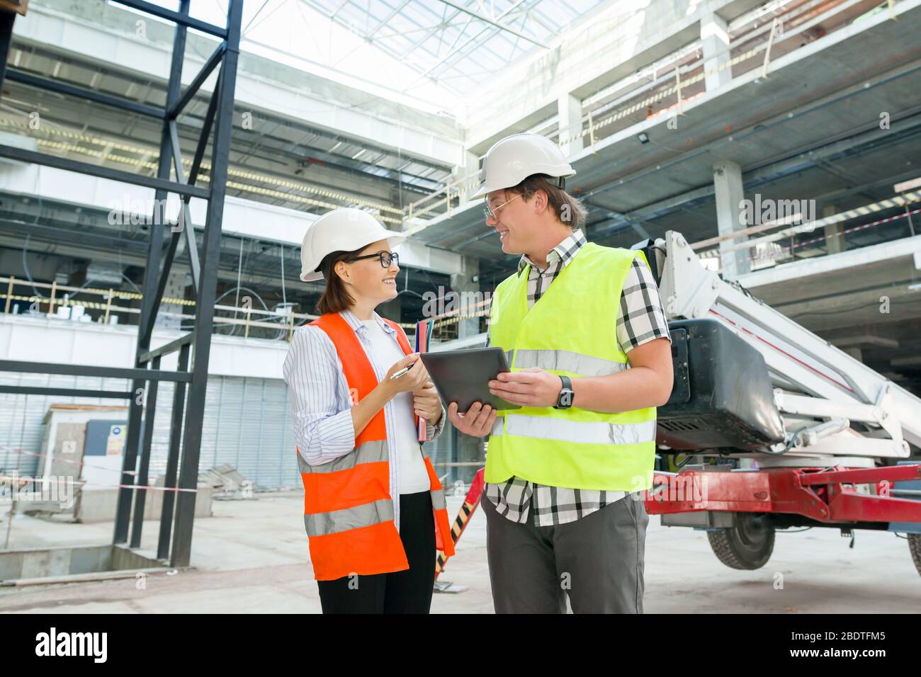 Industrial portrait of male and female construction engineers Stock ...