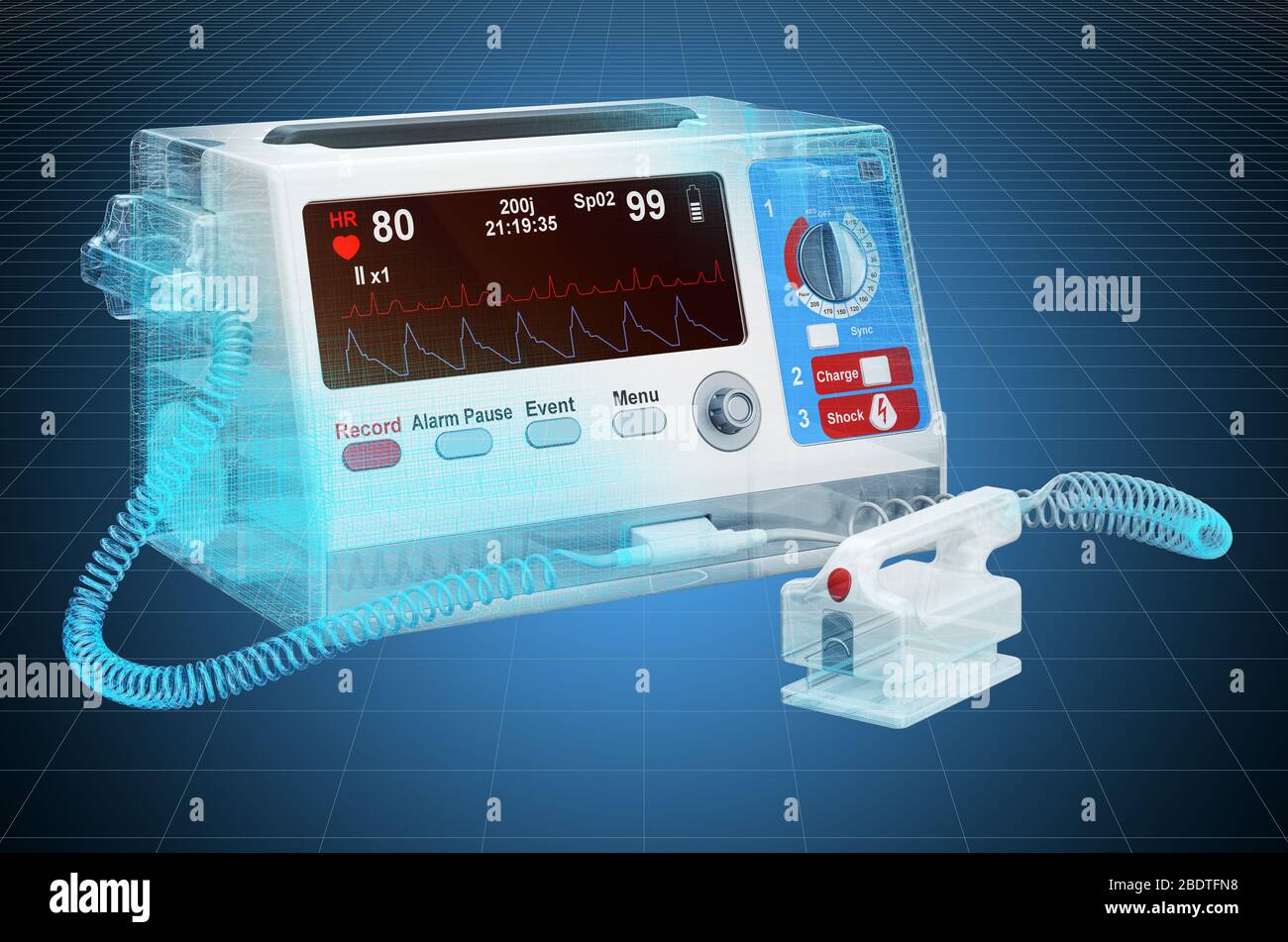 Visualization 3d cad model of defibrillator. 3D rendering Stock Photo ...