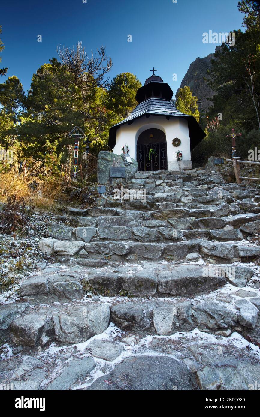 Small prayer chapel at the Symbolic cemetary in the High tatra ...