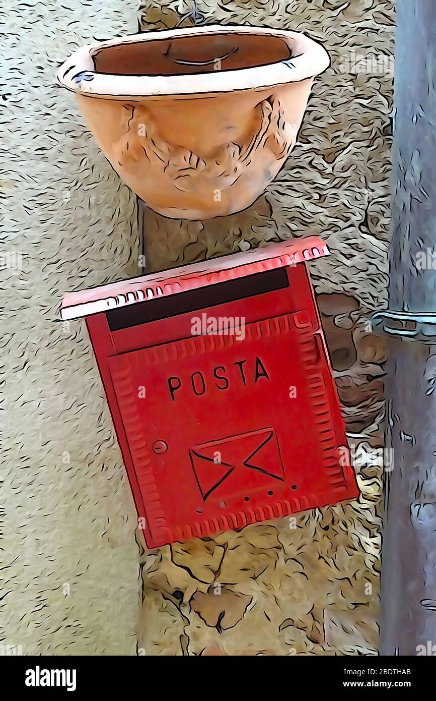 Vintage retro mailbox photographed with subsequent artwork in the style ...