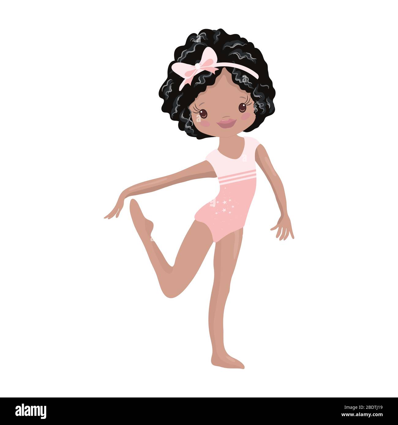 Clipart Cute African American Girl Gymnast Gym Stock Vector Image & Art ...