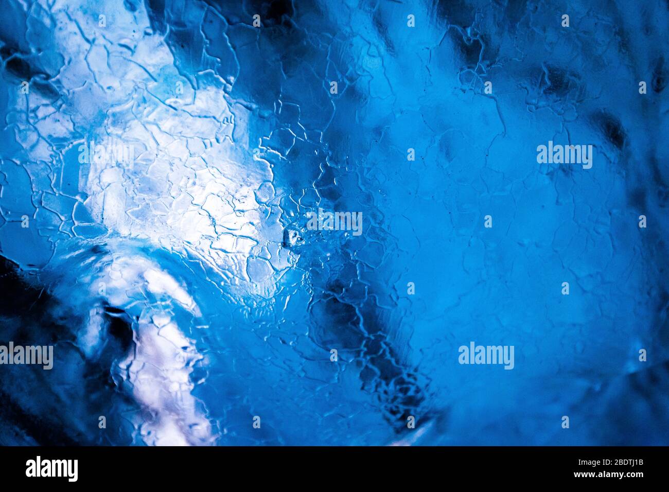Close up of blue glacier ice in a glacier ice cave, Iceland Stock Photo ...