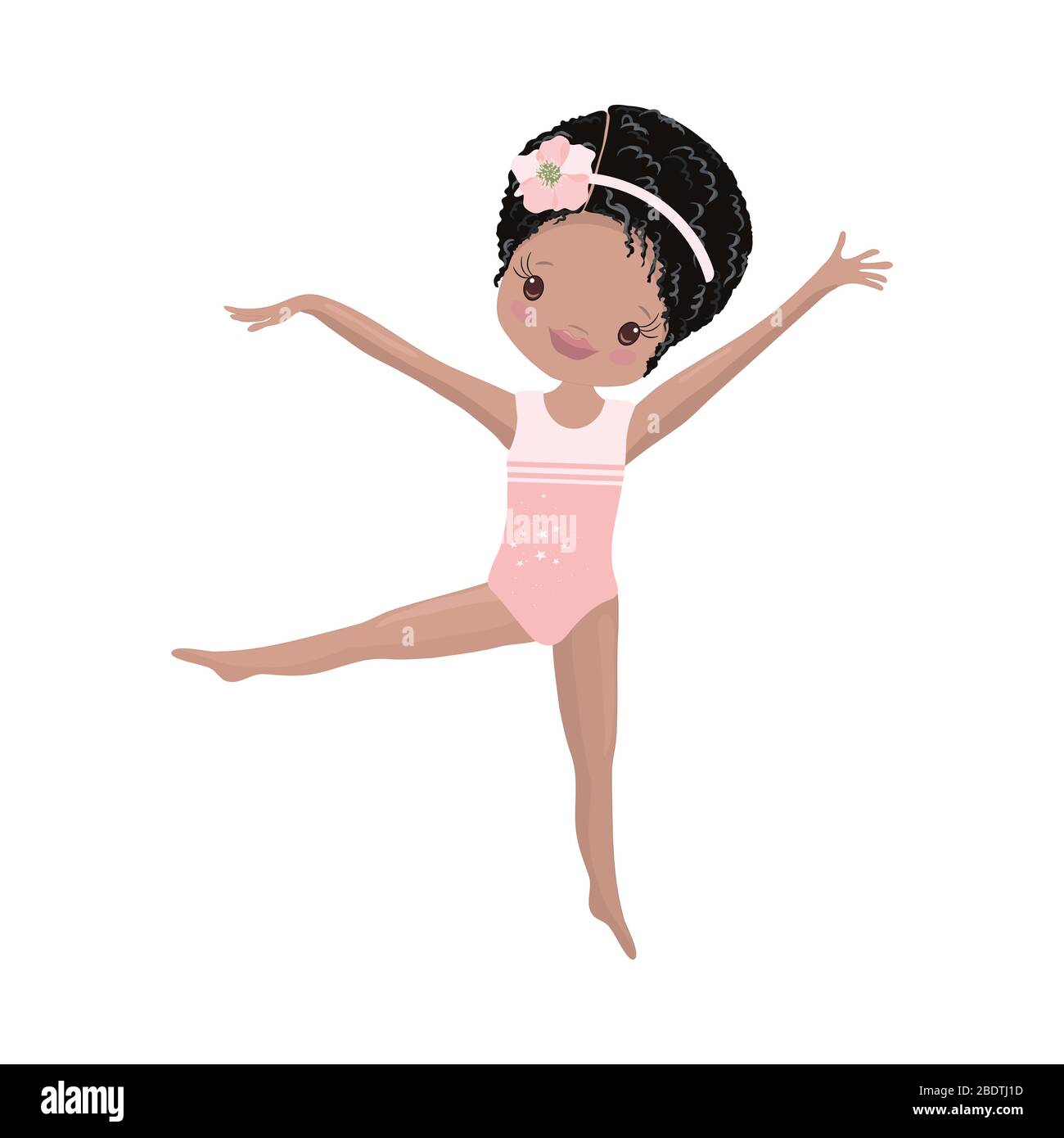 Clipart Cute African American Girl Gymnast Gym Stock Vector Image & Art ...