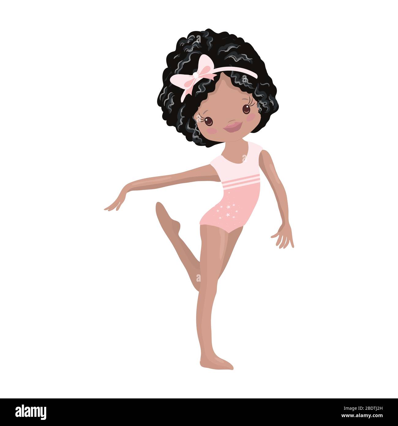Clipart Cute African American Girl Gymnast Gym Stock Vector Image & Art ...