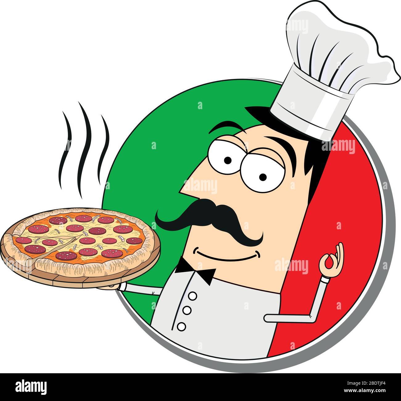 Chef/ cook holding pizza - vector illustration Stock Vector Image & Art ...