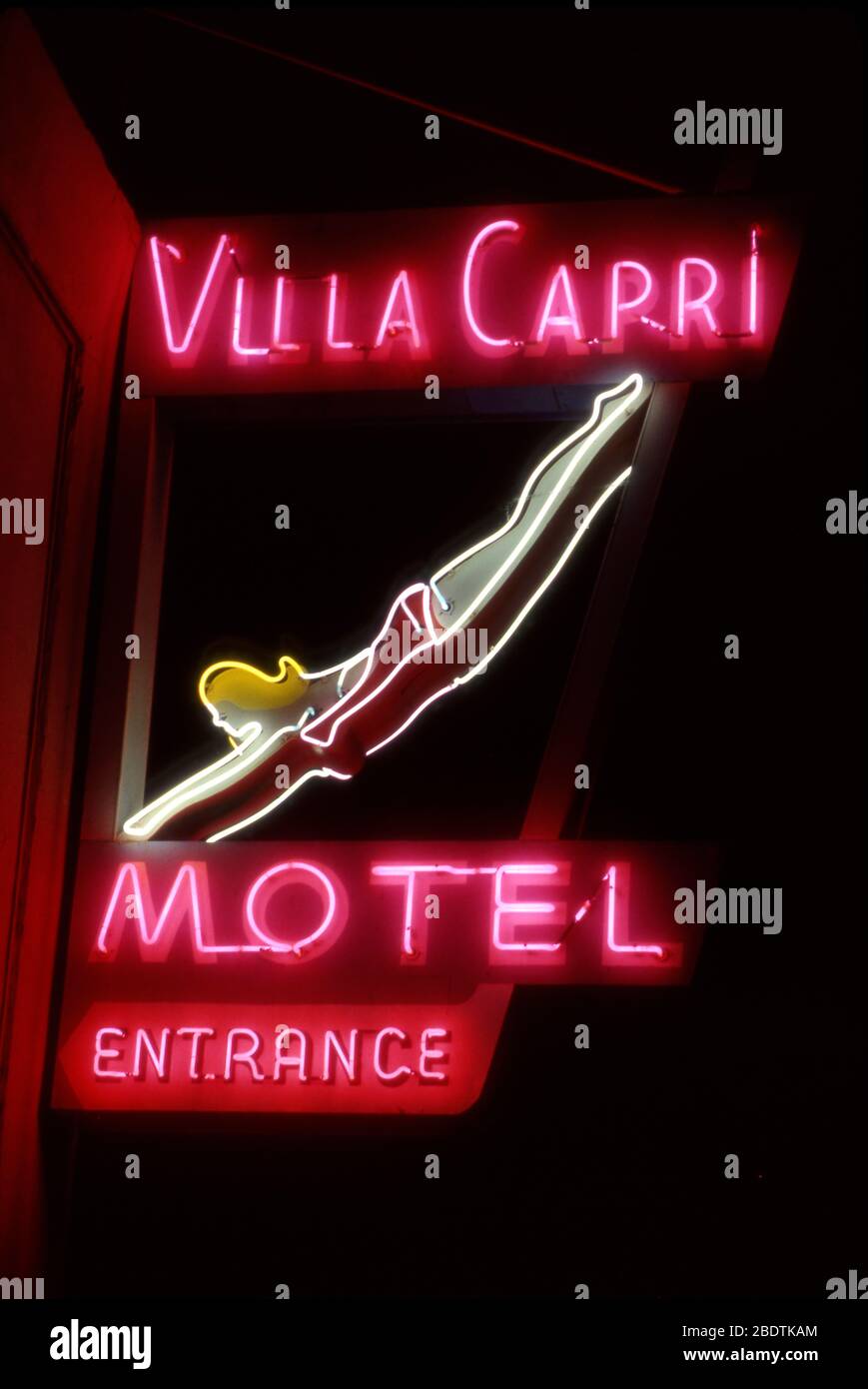 Vintage neon sign for the Villa Capri Motel in Coronado, CA Stock Photo ...
