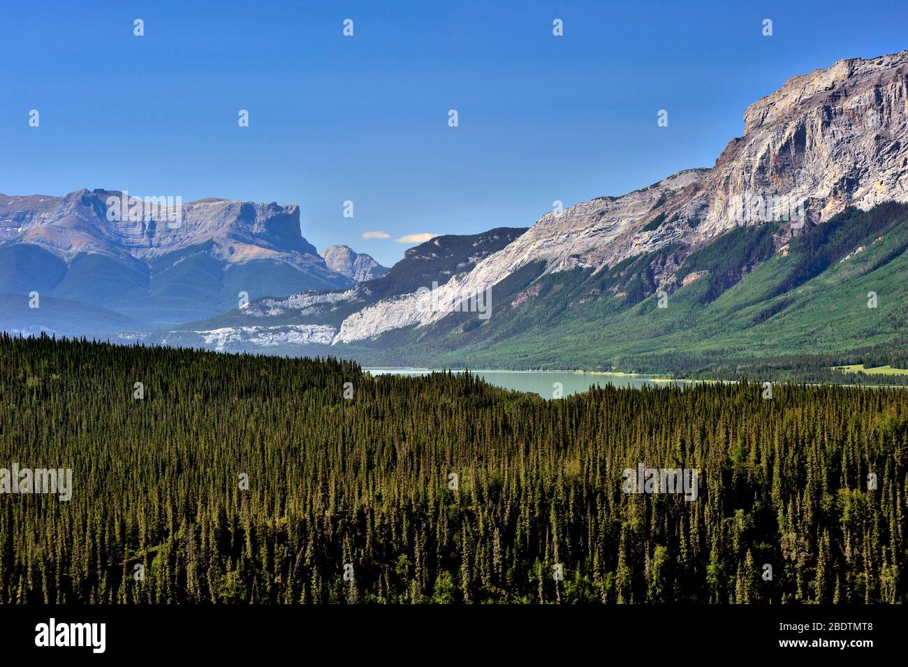 A landscape image of the rocky mountains as seen from Brule Alberta ...