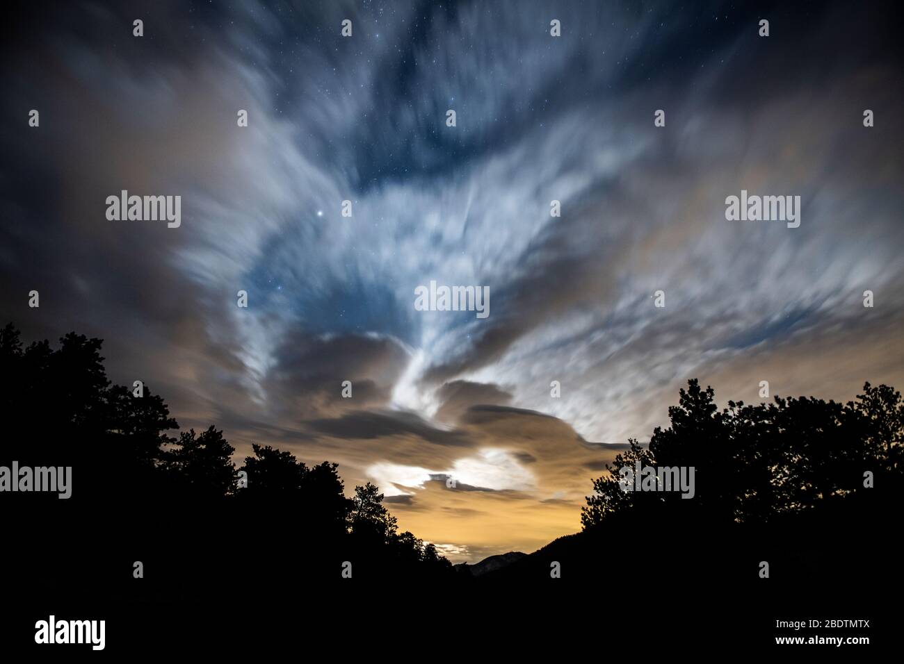 Colorful Night and Fast Moving Clouds Long Exposure Stock Photo - Alamy