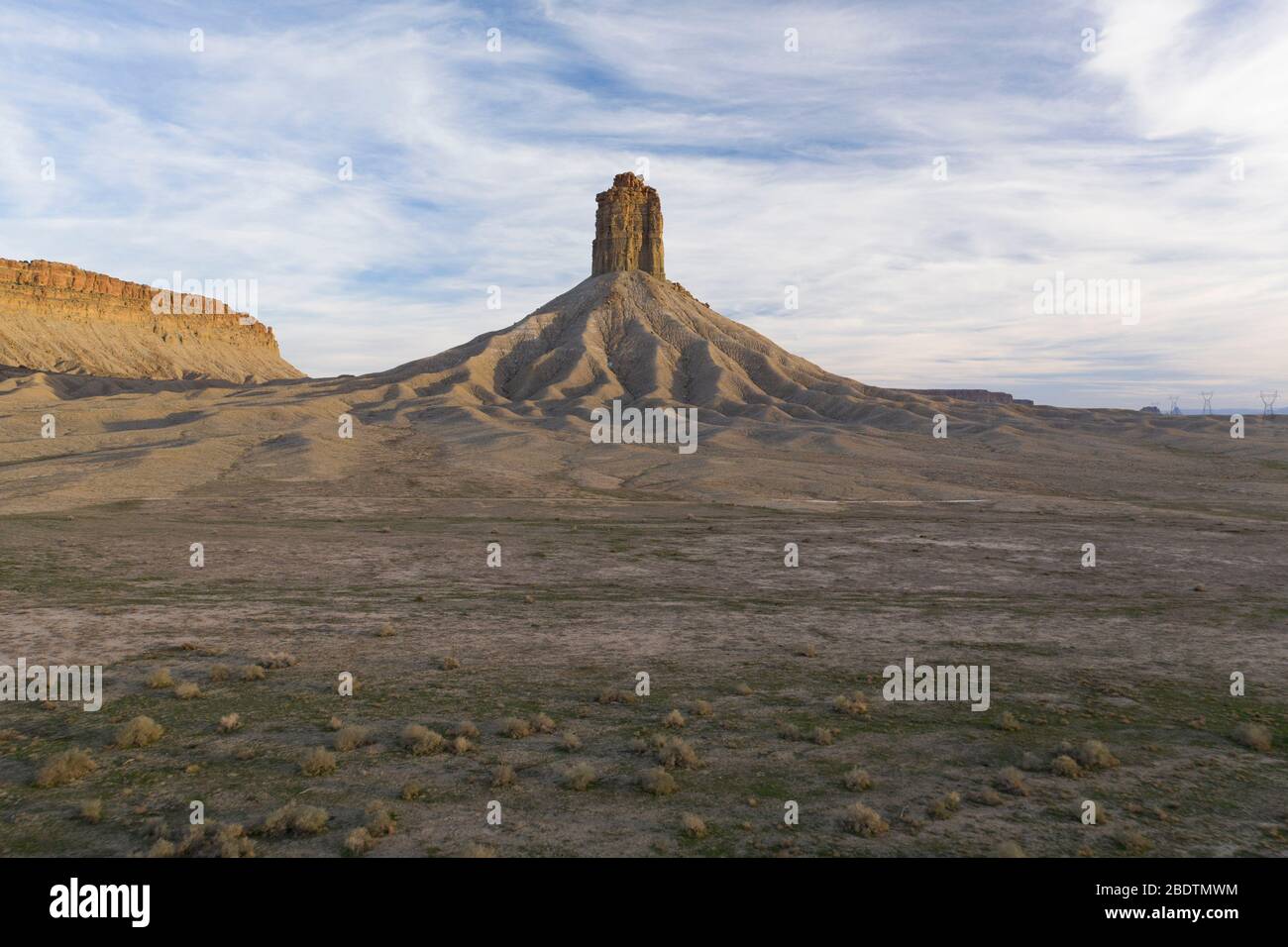 Erosion Cuts Deep Lines in the Earth Surround the Chimney Rock M Stock ...