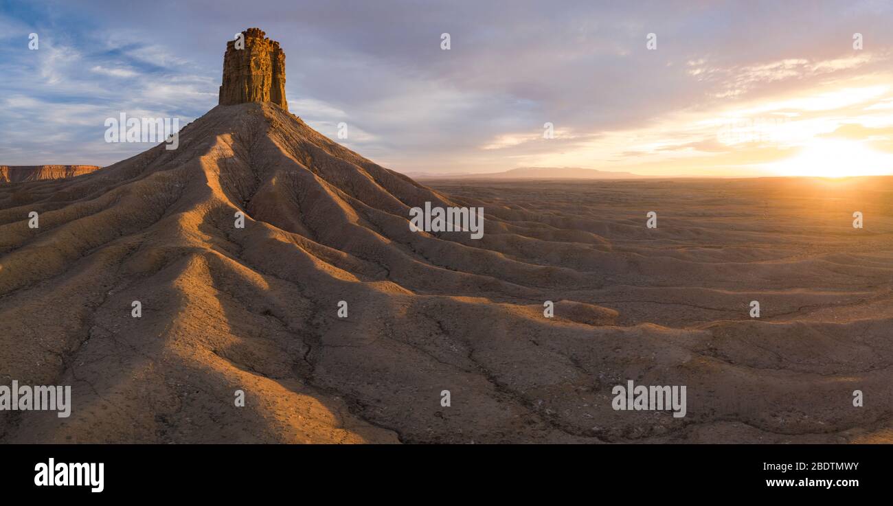 Erosion Cuts Deep Lines in the Earth Surround the Chimney Rock M Stock ...