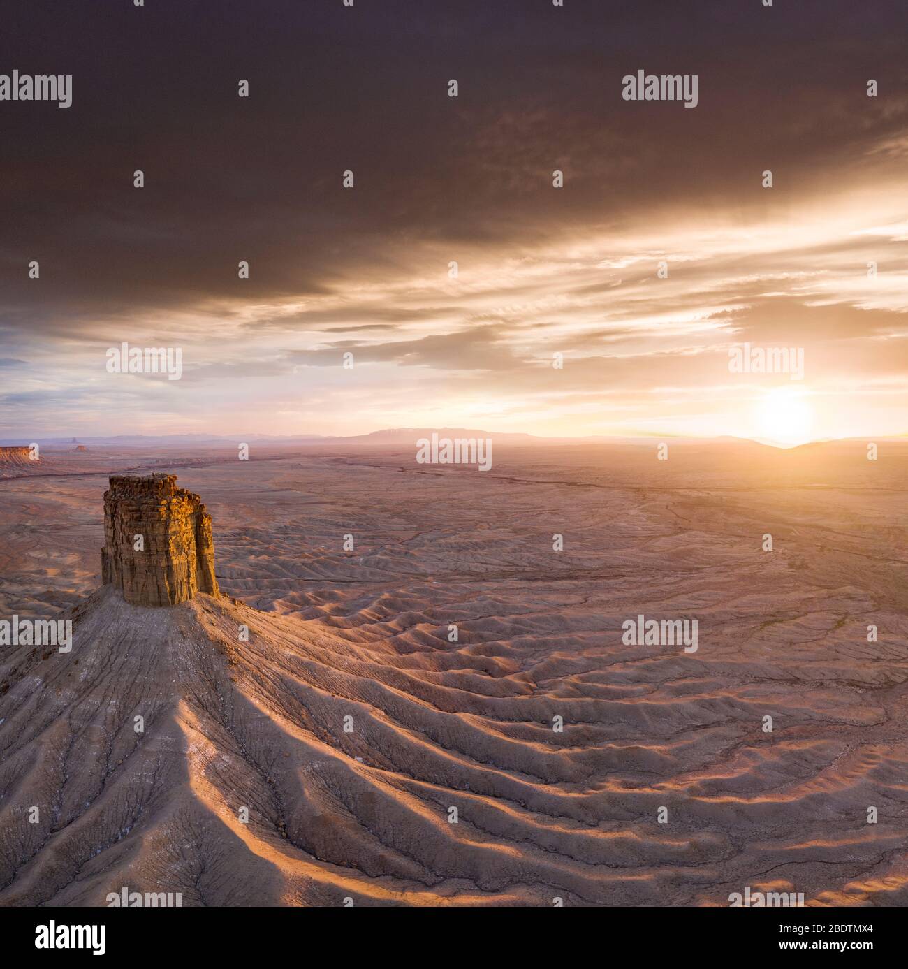Erosion Cuts Deep Lines in the Earth Surround the Chimney Rock M Stock ...