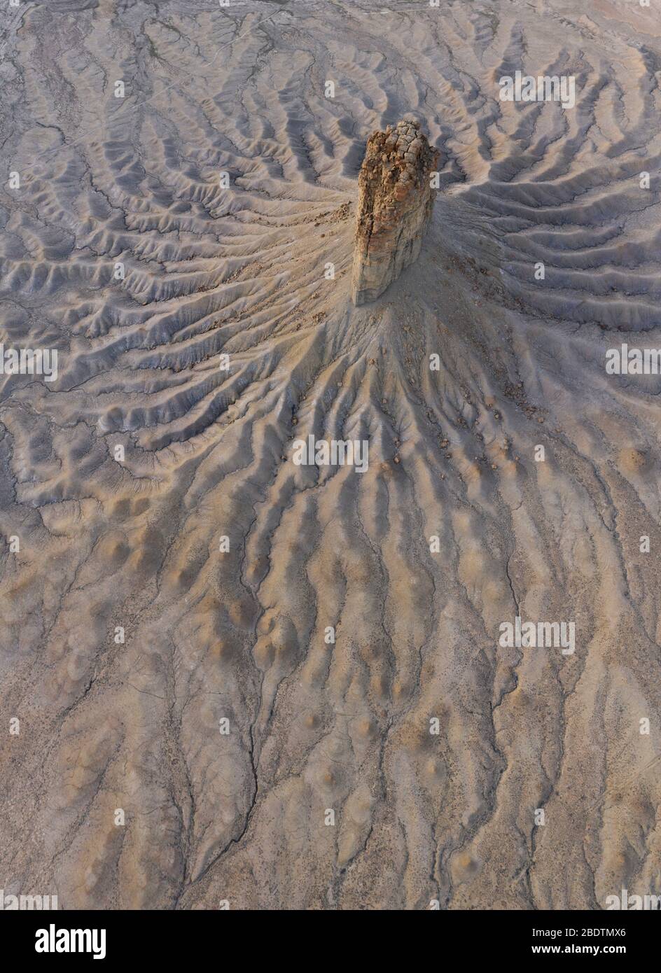Erosion Cuts Deep Lines in the Earth Surround the Chimney Rock M Stock ...