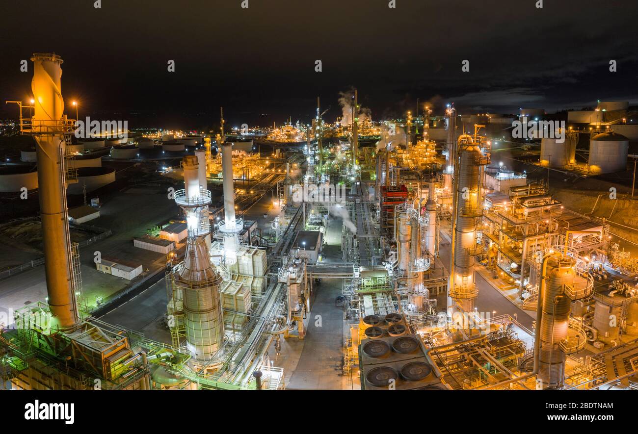 A Refinery as Seen from Above near Tomey, San Francisco, Califor Stock ...