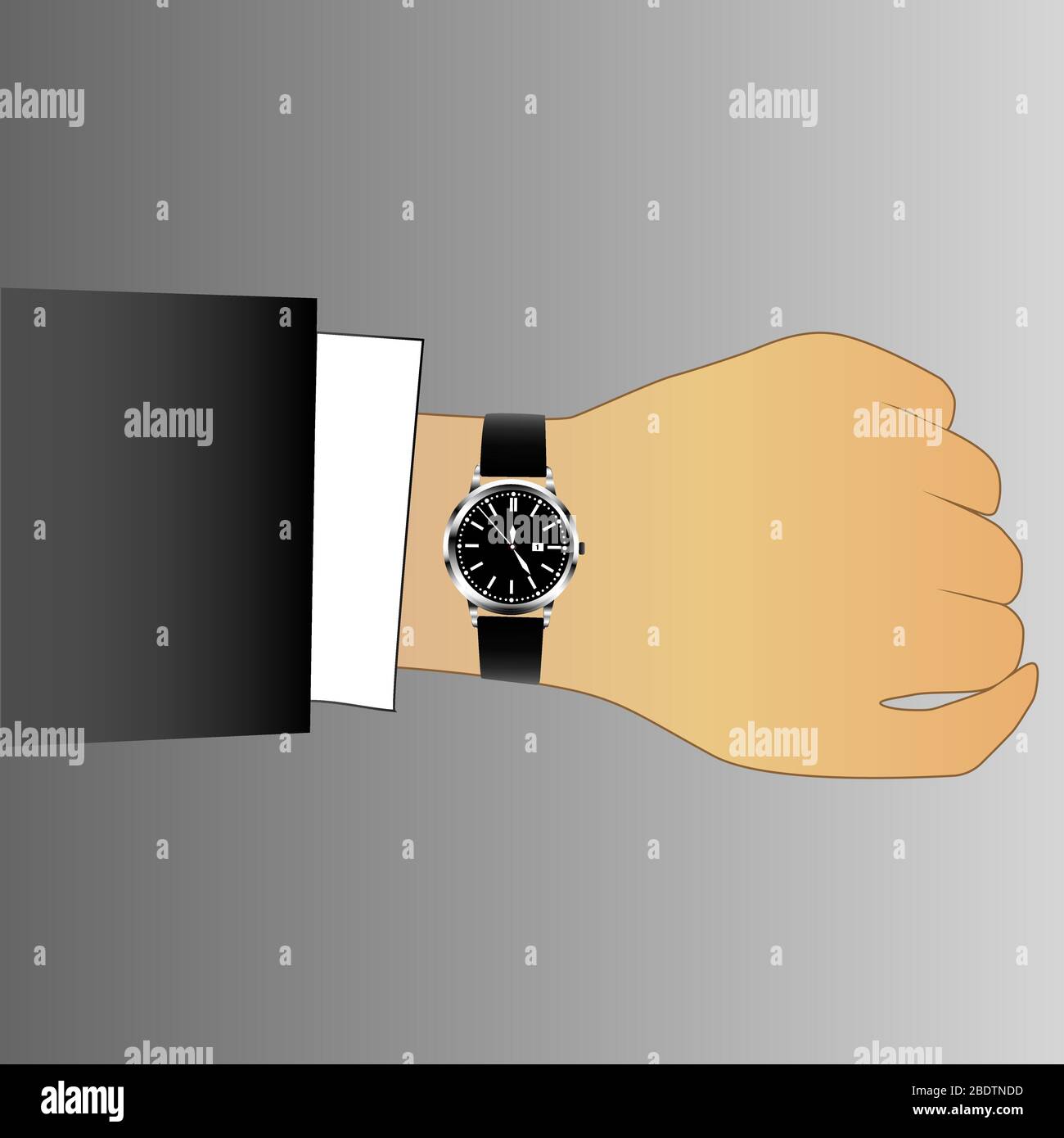 man's hand with a clock. background grey. abstract Stock Vector Image ...