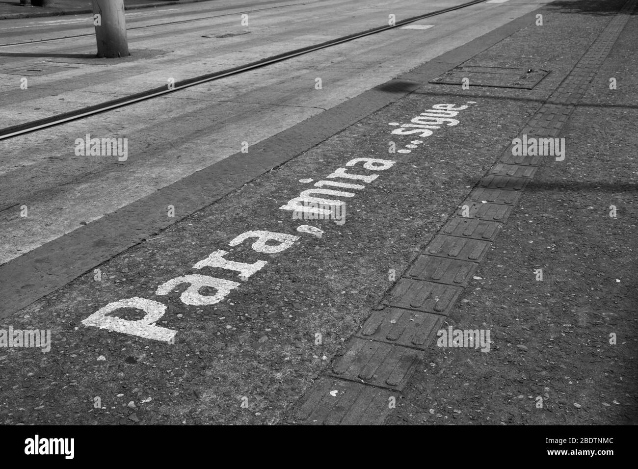 Sign subway train in Black and White Stock Photos & Images - Alamy
