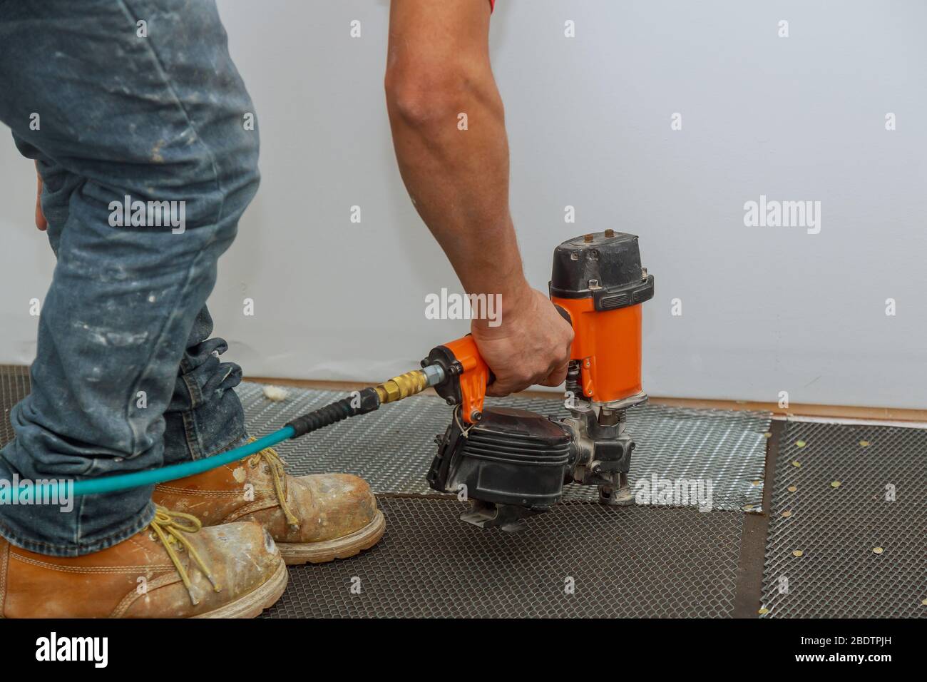 Reinforcing metal wire installing tiles preparation of the surface for ...