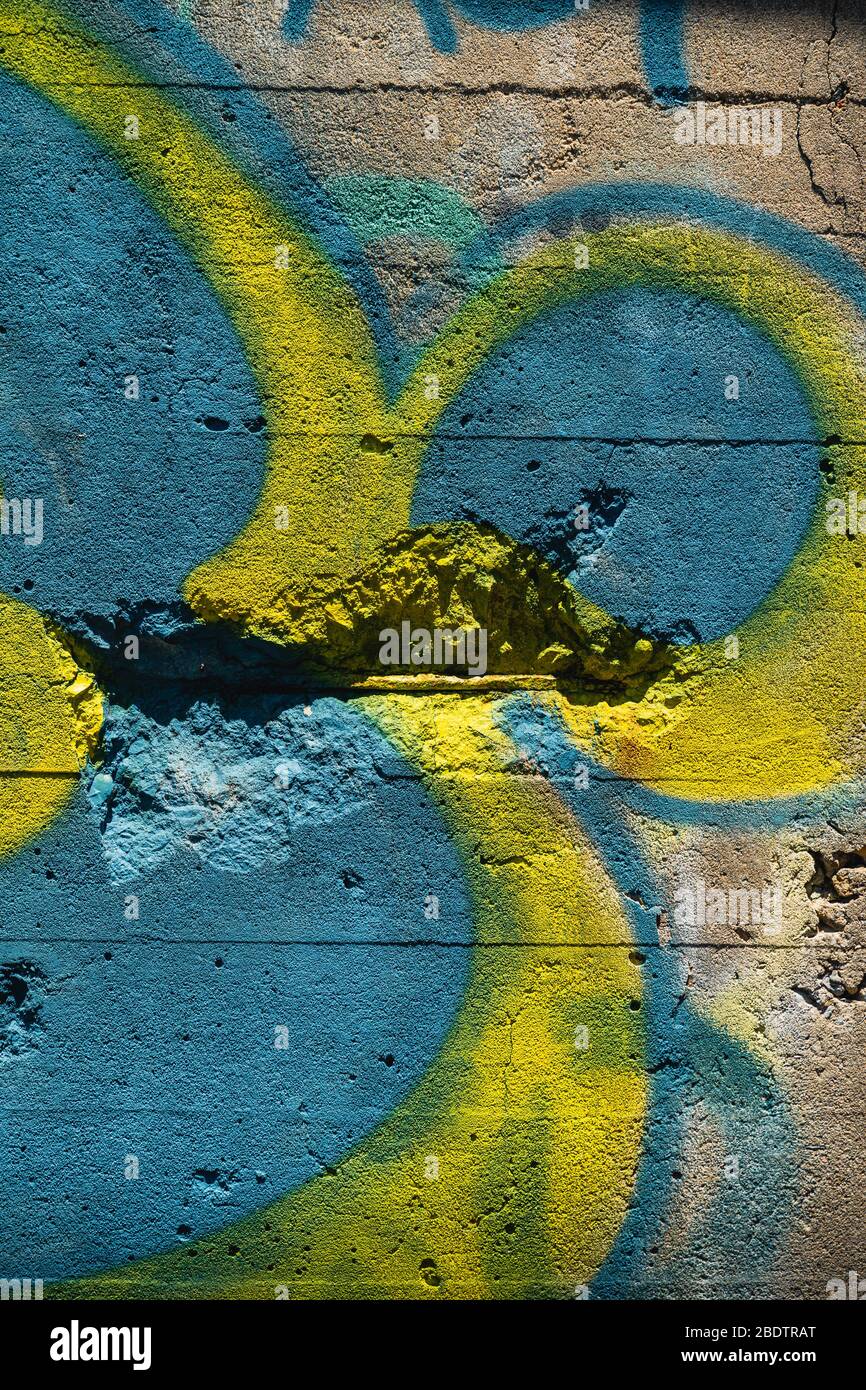 Close up of graffiti on an eroding concrete wall. Sydney, NSW Stock ...