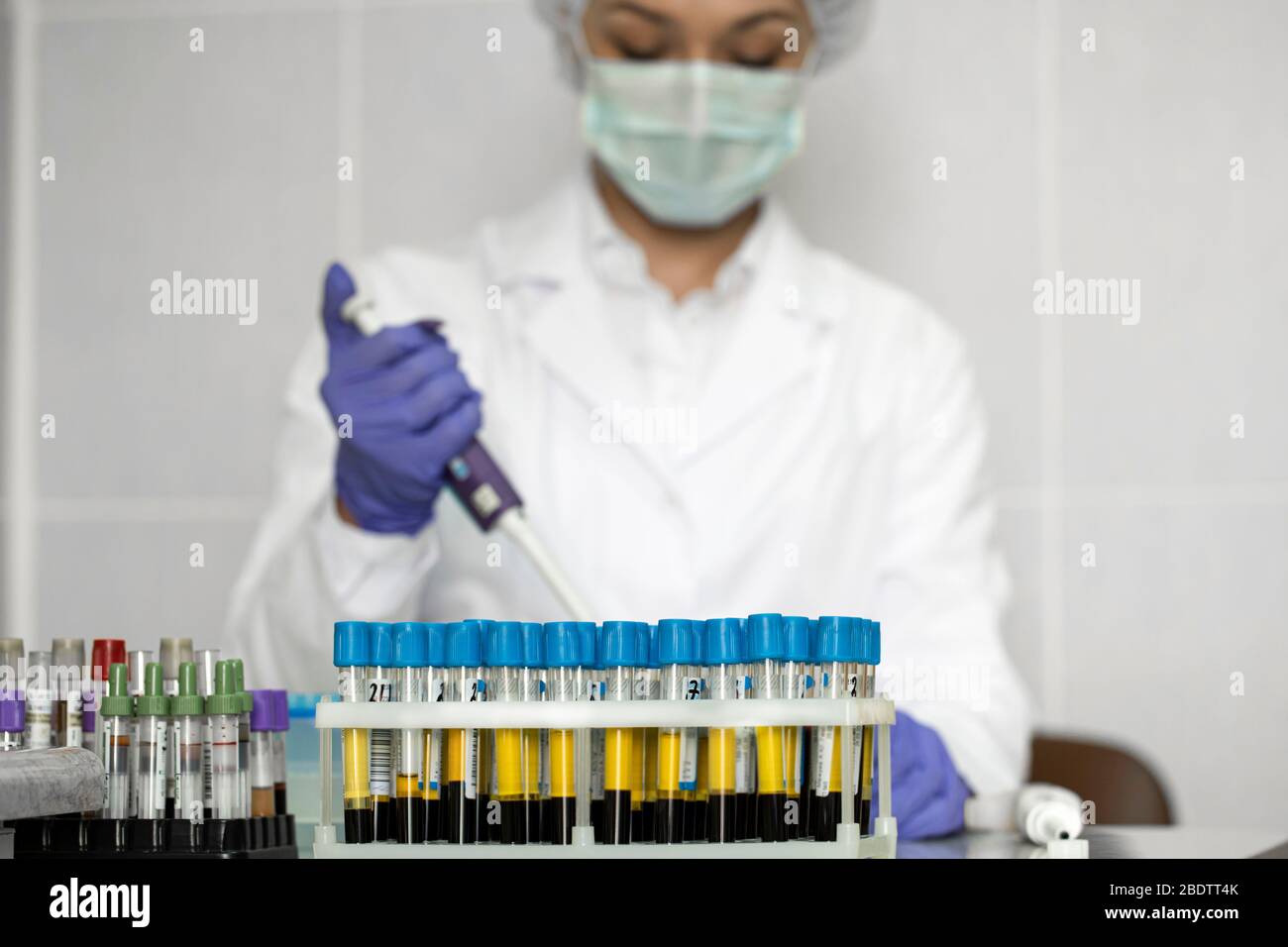 Lab assistant works blood samples hi-res stock photography and images ...