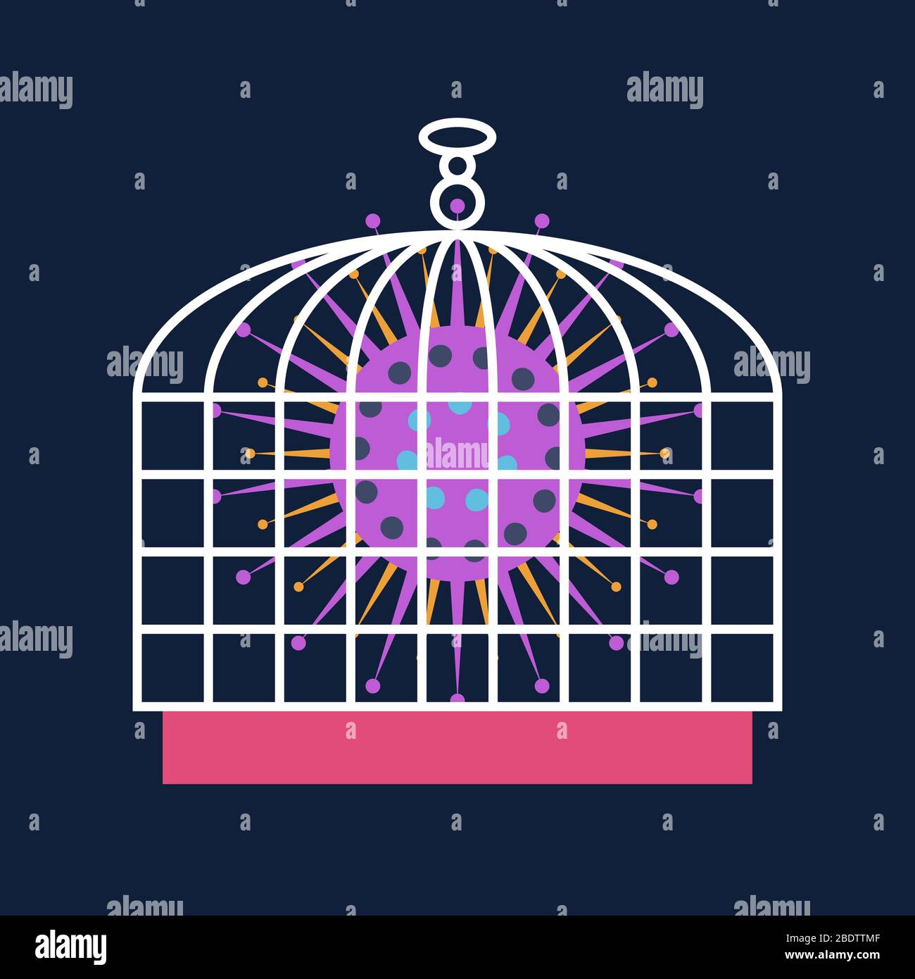 World coronavirus COVID-19. Virus strain in cage. Dangerous coronovirus ...