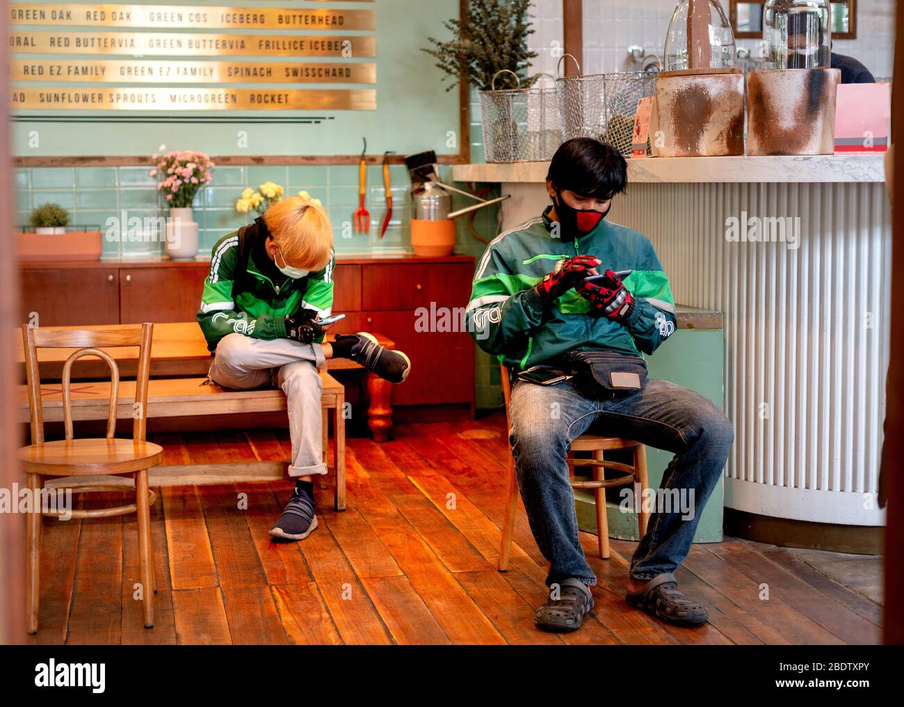 Delivery man service from cafes and restaurants. Takeaway, delivery boy ...