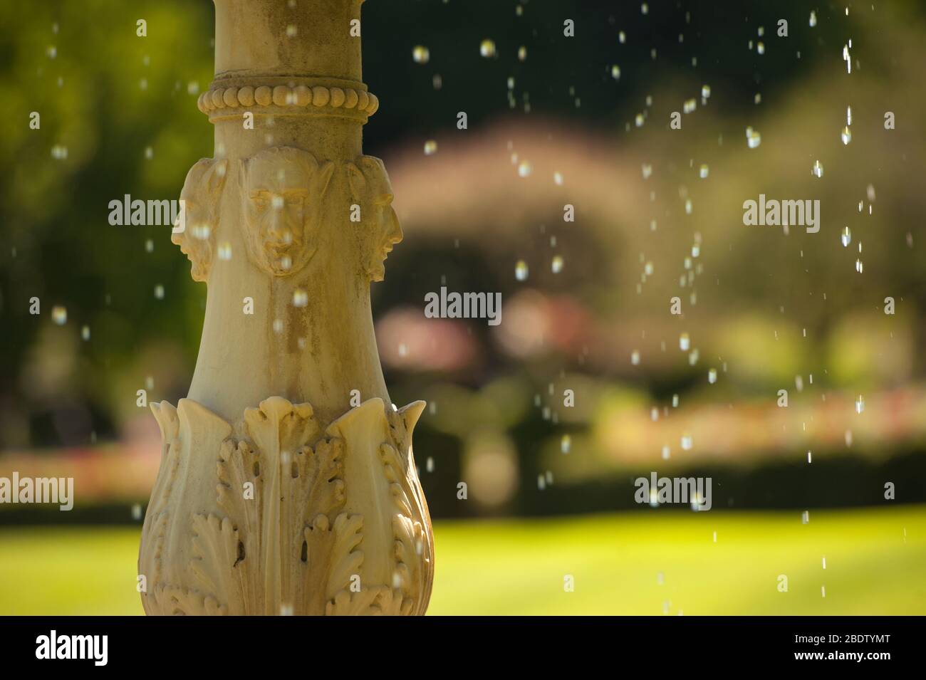 Water droplets from Water Fountain Falling from partially Viewed base ...