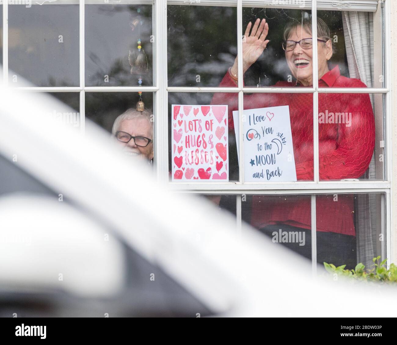April 9, 2020: Retirement home residents wave and cheer as a drive-by ...