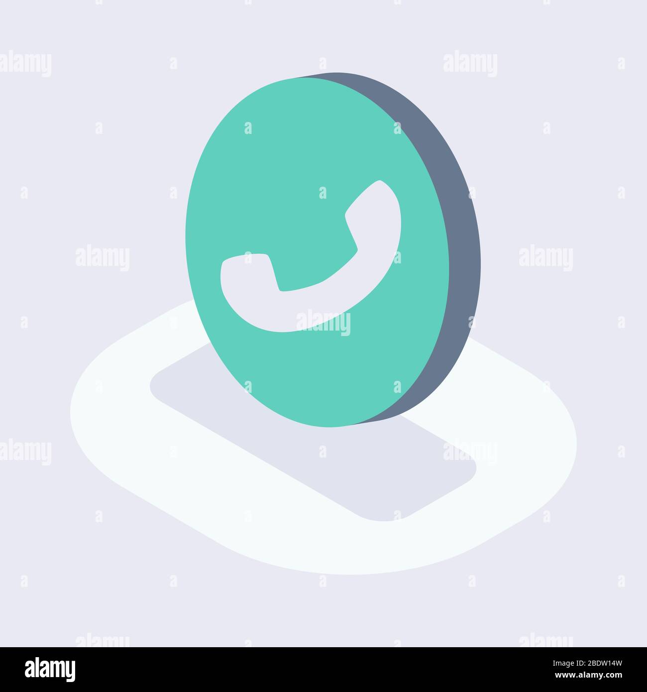 phone call circle isometric icon with modern flat style color vector ...