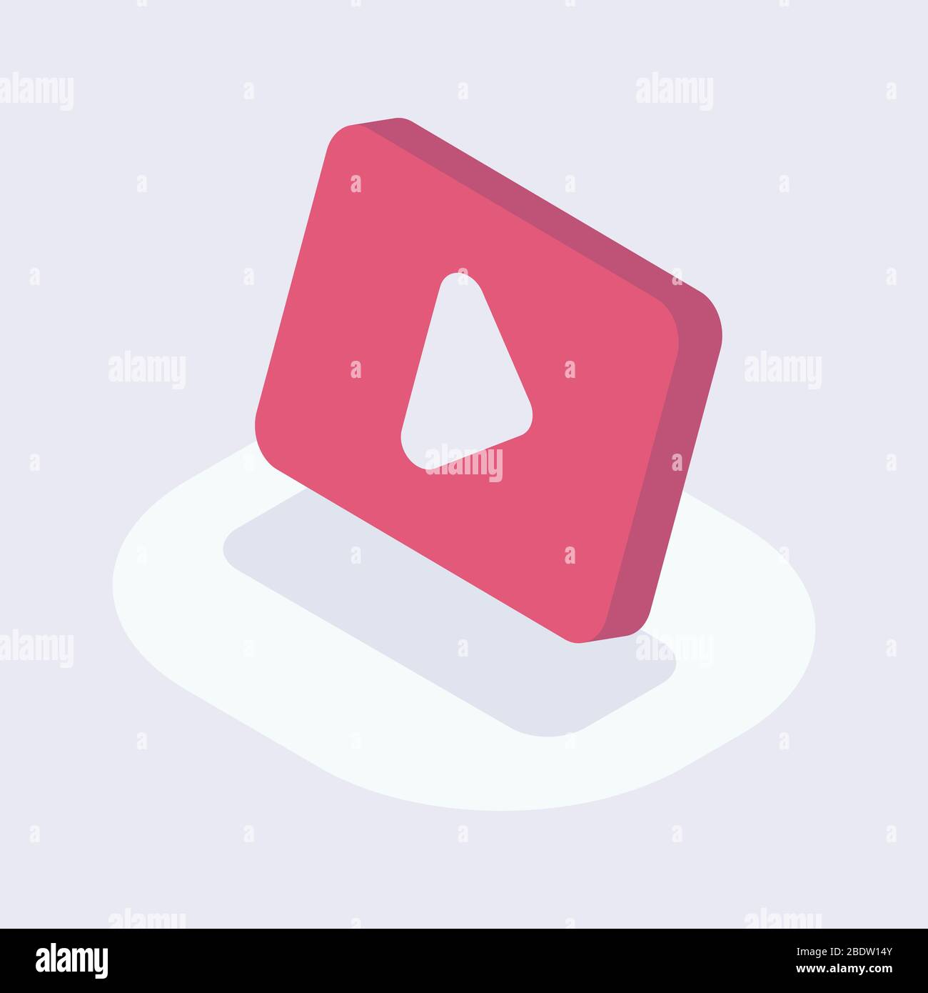 video player rectangle isometric icon with modern flat style color ...