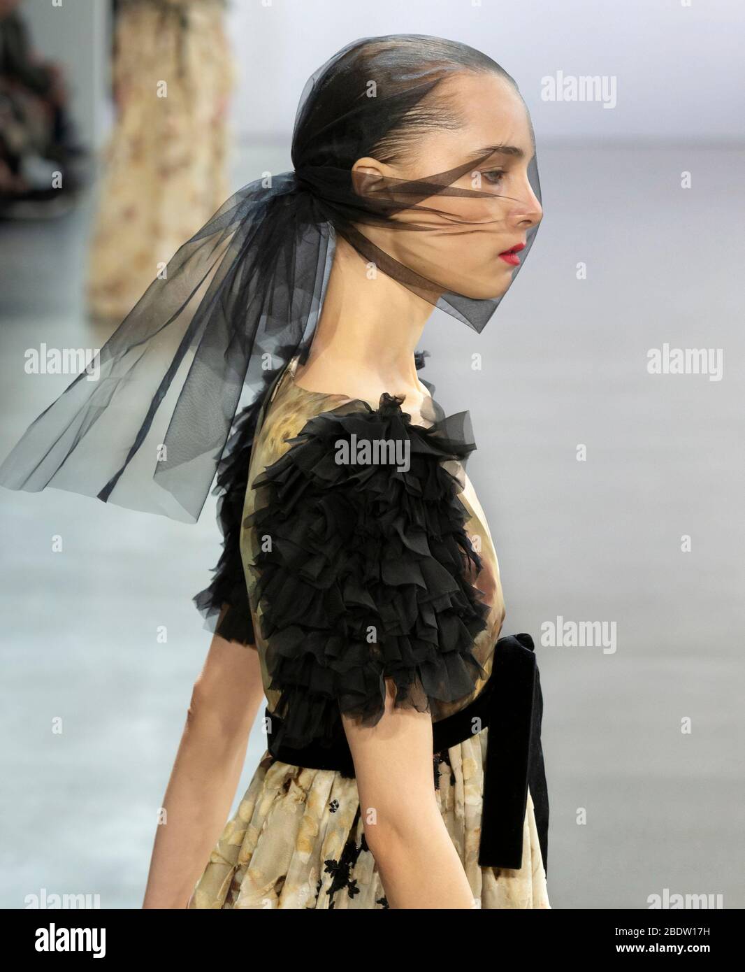 New York, New York - Feb. 09, 2020: Irina Liss walks the runway at ...
