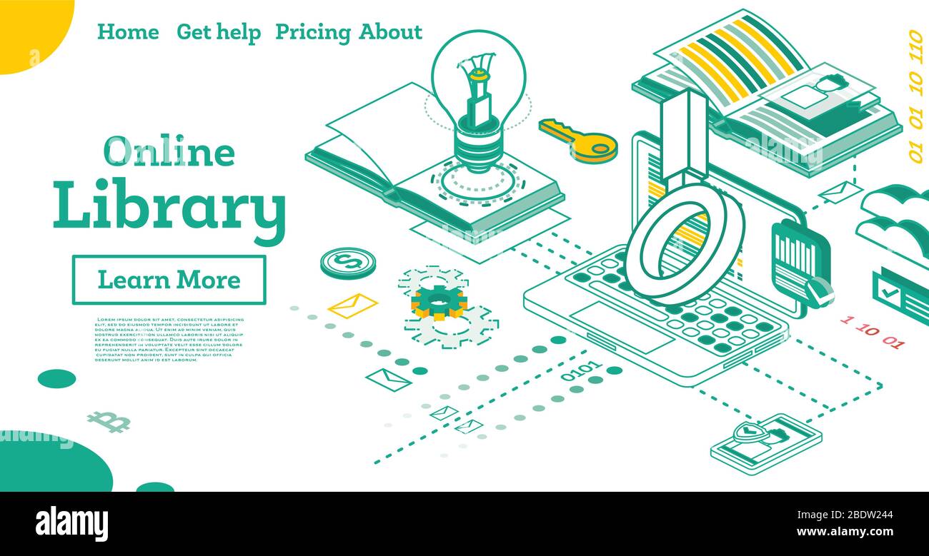 Online Library Outline Isometric Education Concept. Vector Illustration ...