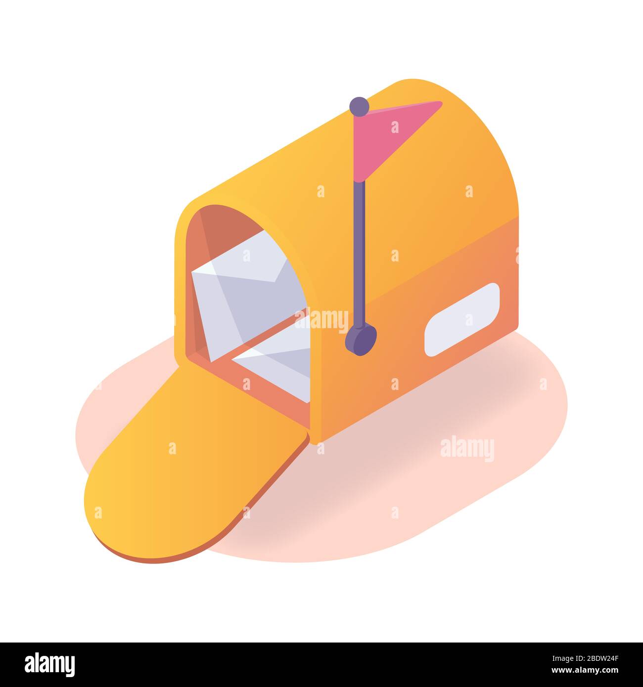 inbox email box concept isometric icon with modern flat style color ...