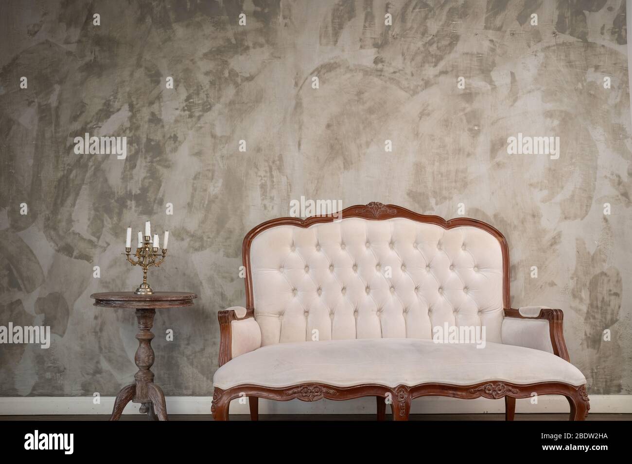 Classic wooden chairs with a comfortable cream color with armchairs ...