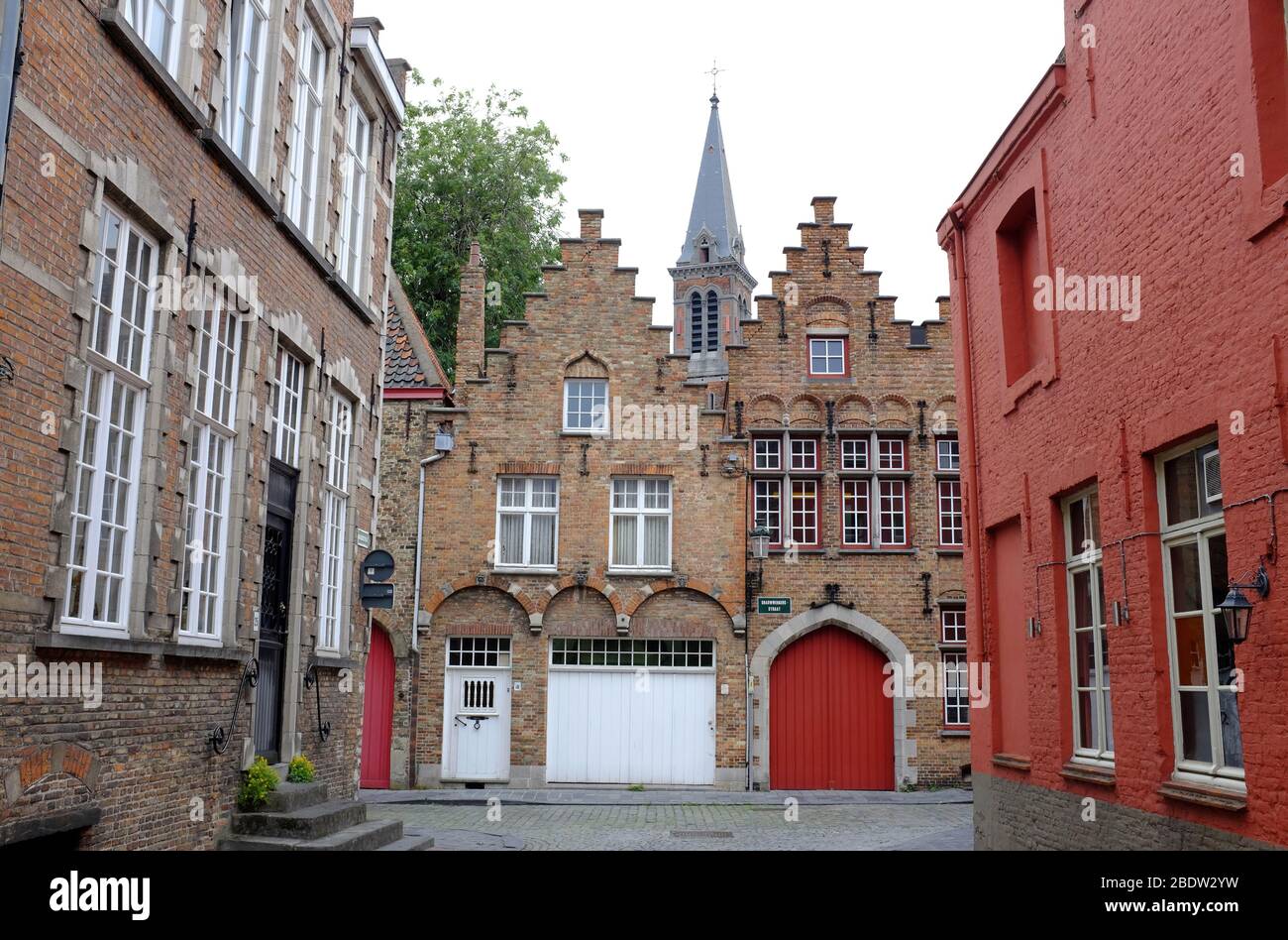 Cobblestone street with historical architectures in the historical ...