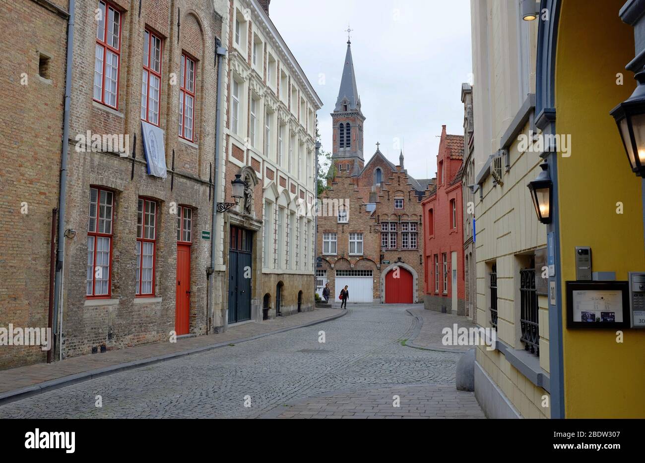 Cobblestone street with historical architectures in the historical ...